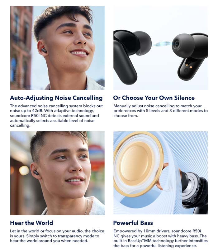 Soundcore R50i NC by Anker adaptive active noise cancellation (ANC ...