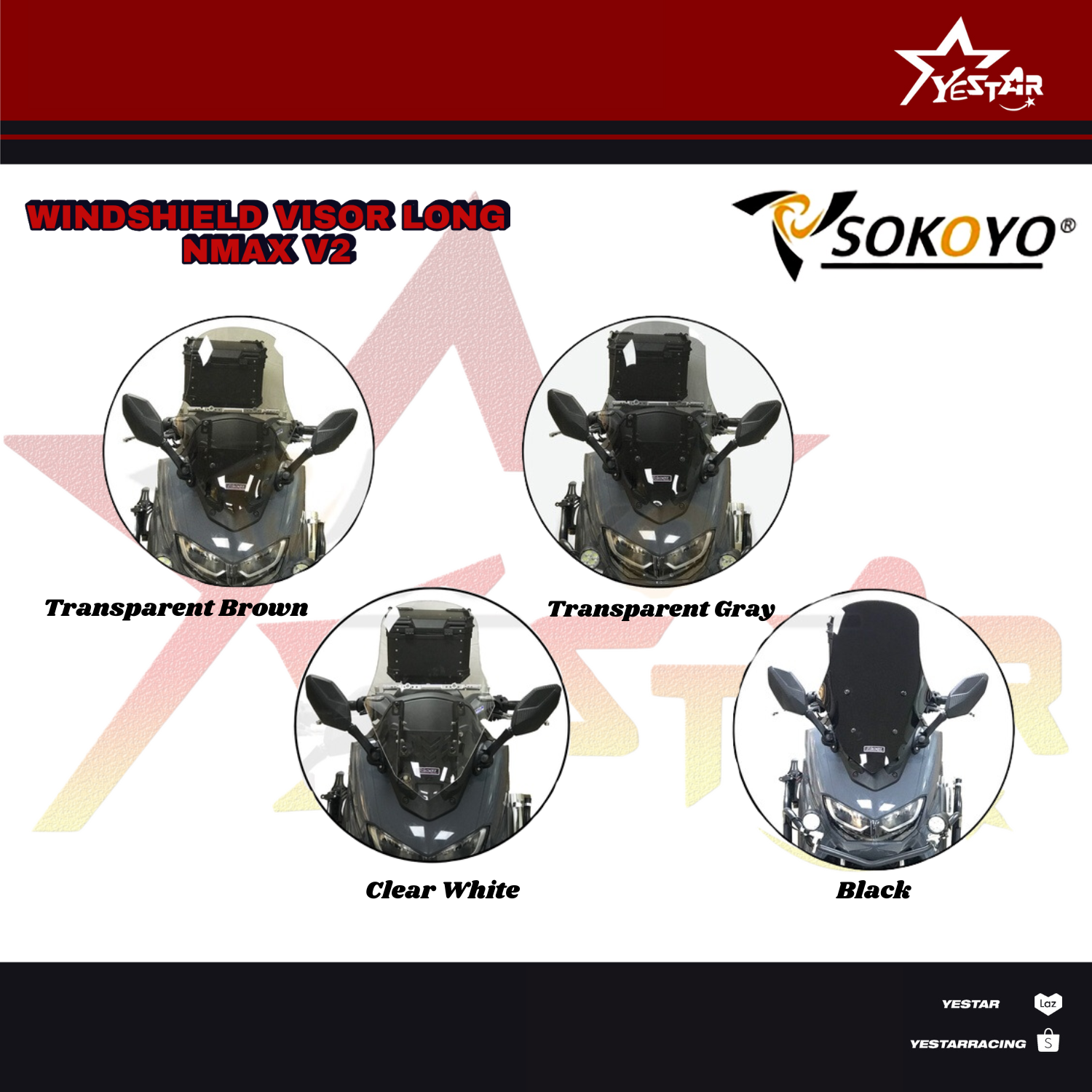 Yestar Visor Yamaha Nmax v2 2020 2021 Windshield Thickness Aerodynamic ...