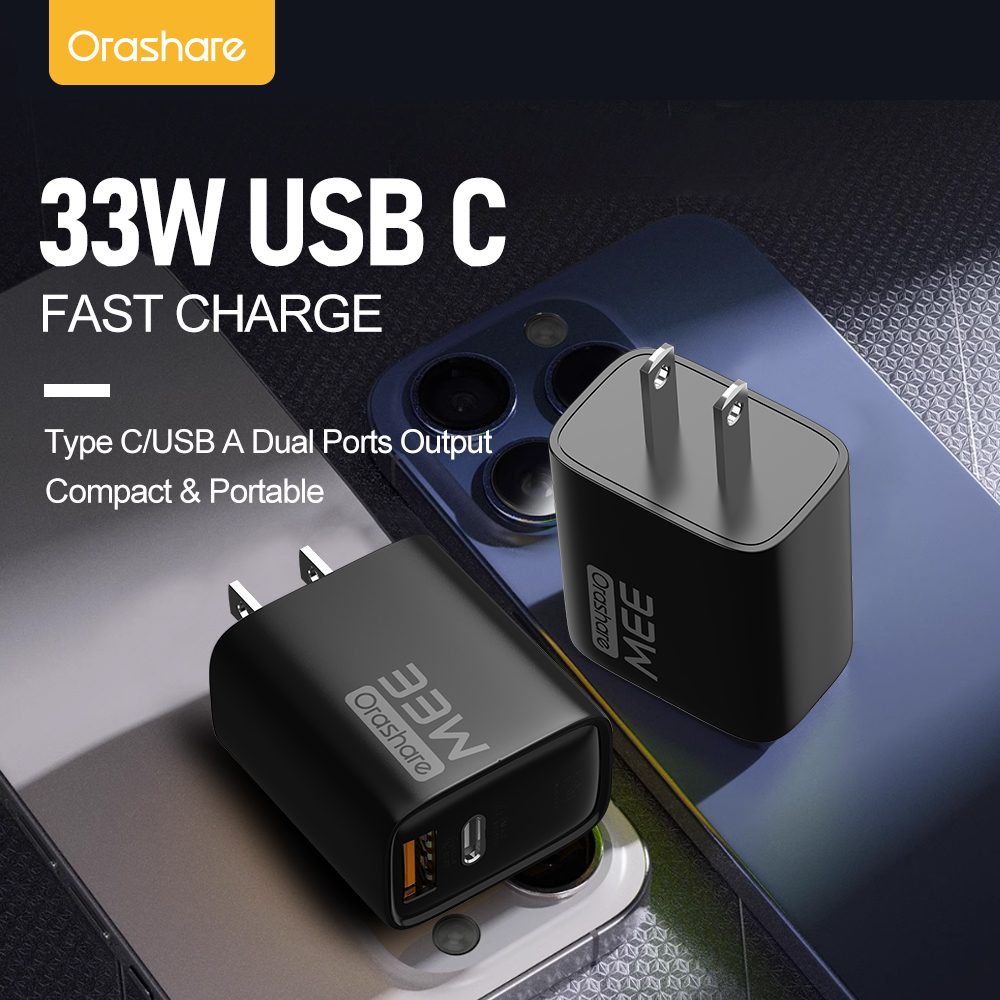 Orashare C33 Type C Fast Charger 33W Max Fast Charge Type-C & USB A ...