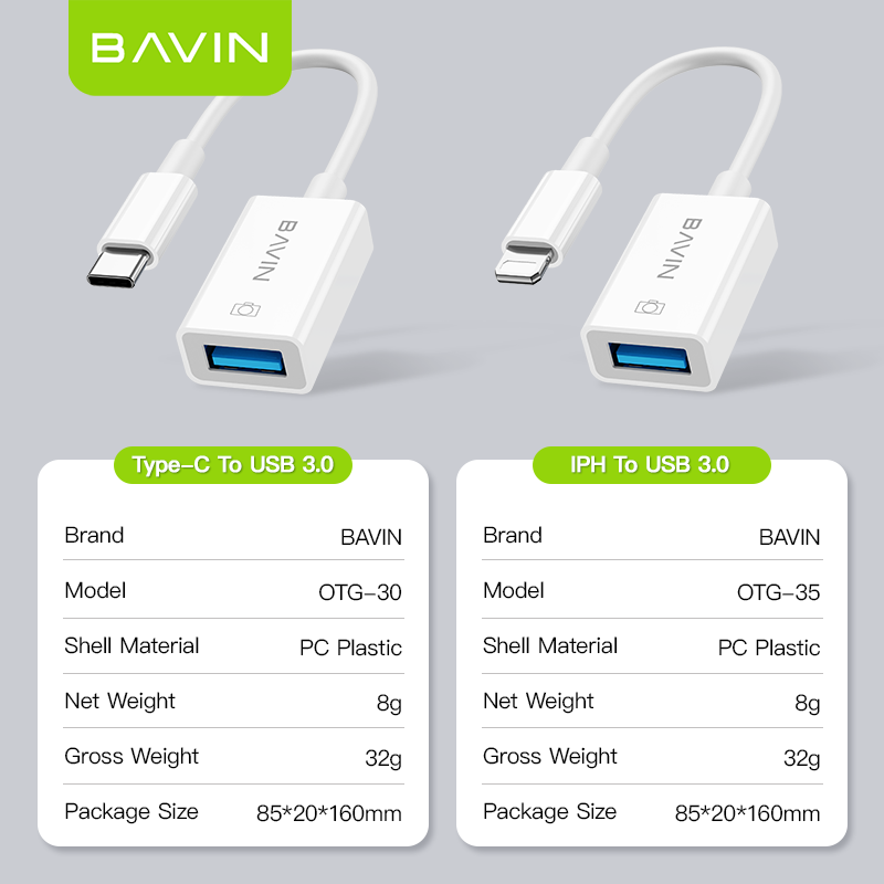 BAVIN O30 / O35 OTG Adapter Plug & Play Type-C to USB 3.0 / iPh to USB ...