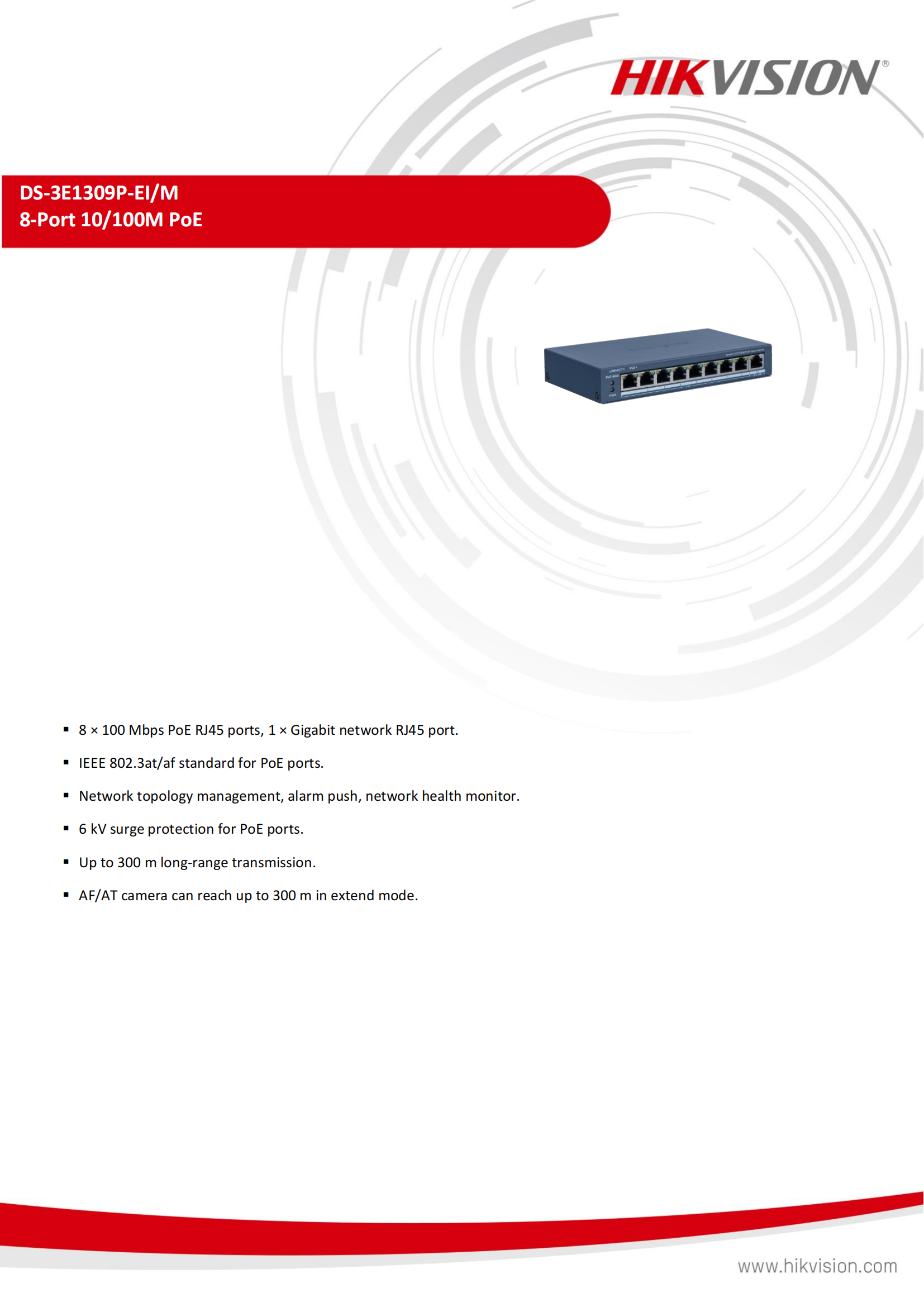 Hikvision 4-Port/8-Port PoE switch 100Mbps Gigabit Unmanaged POE Switch ...