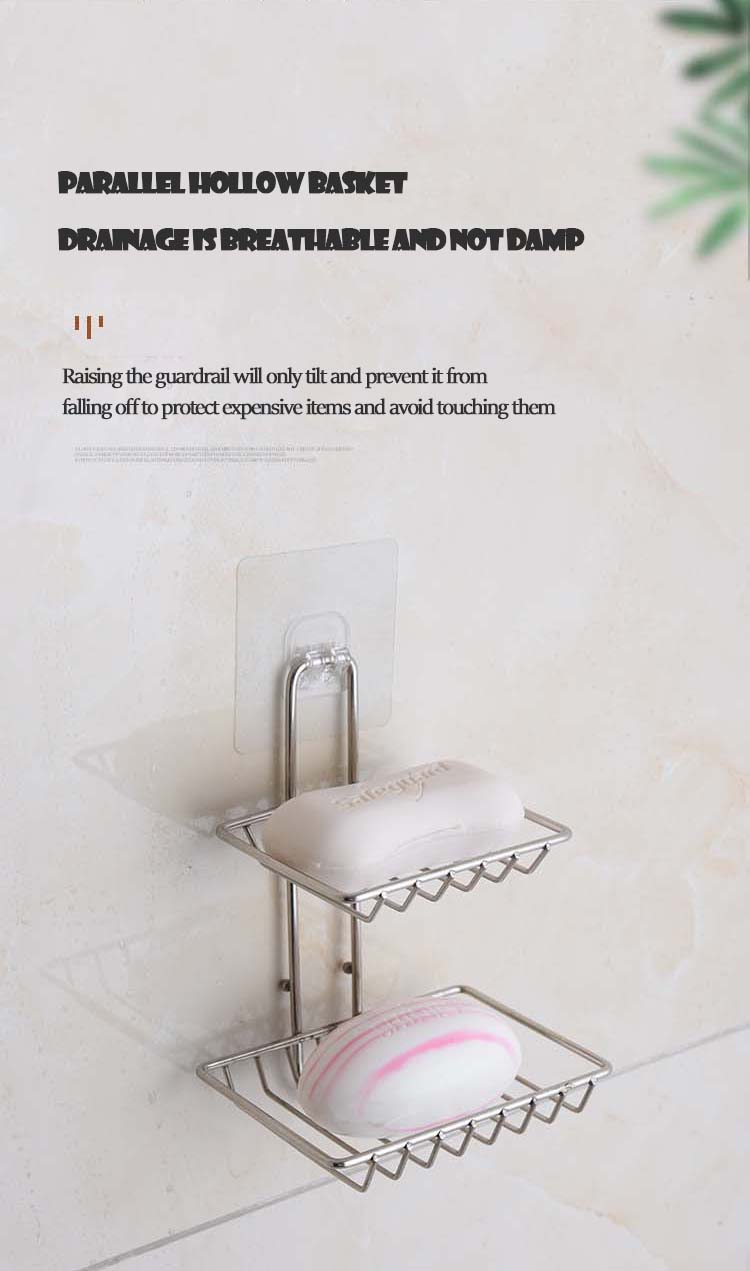 Stainless Steel Soap Holder 2 Layer Soap Dish Rack Soap Box Bathroom ...