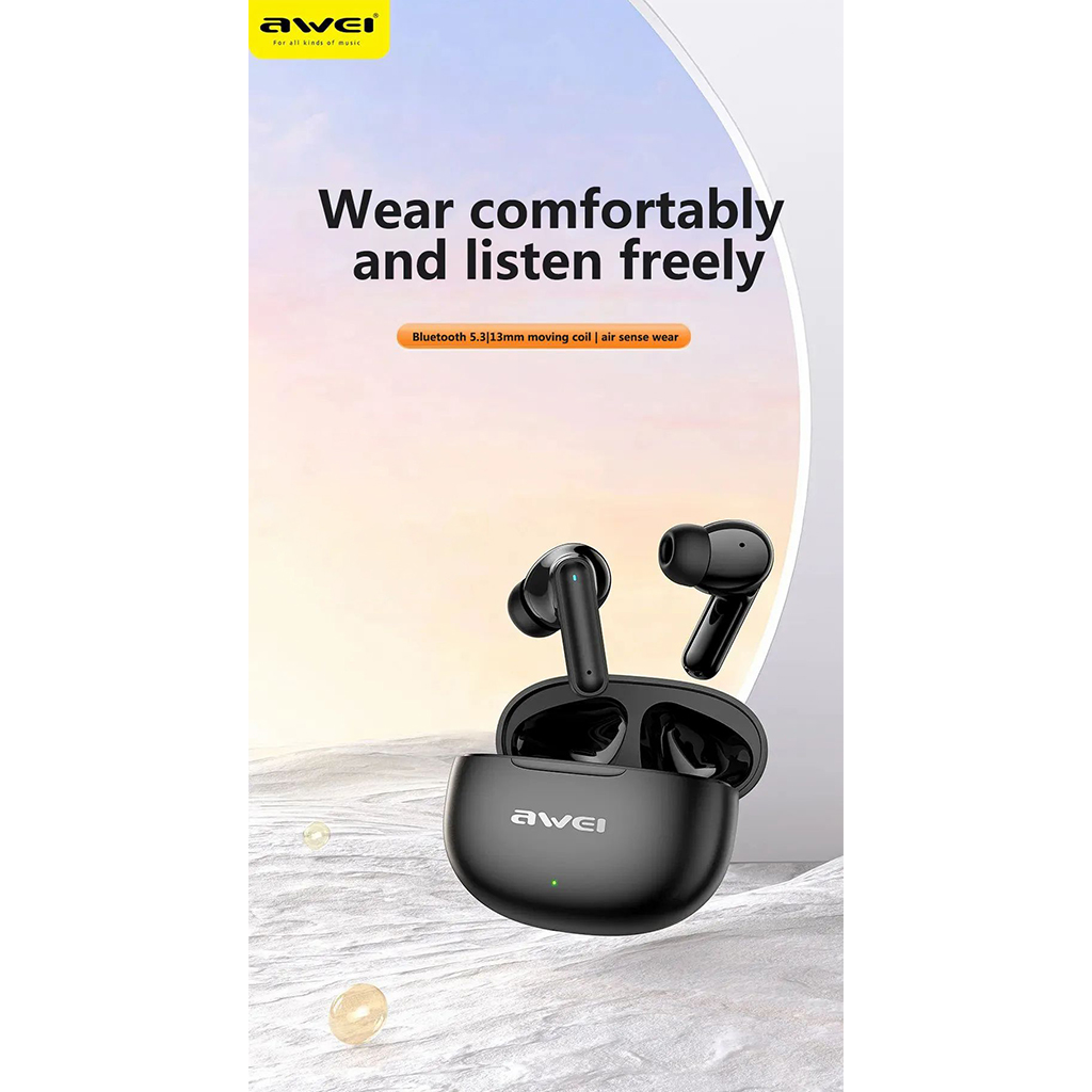 Awei T71 True Wireless Bluetooth Earbuds with Charging Case Low Latency ...