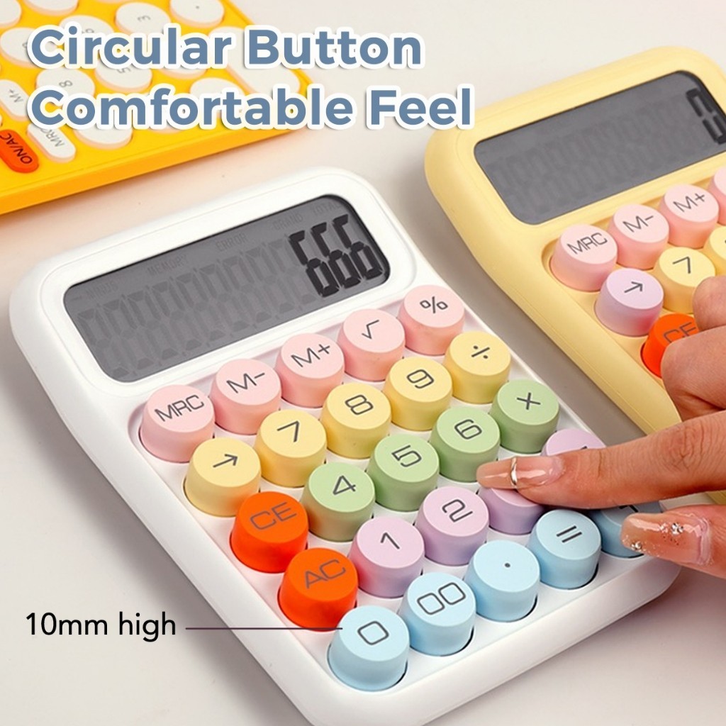 12 Digits Electronic Calculator Big Display Color Mechanical Calculator ...