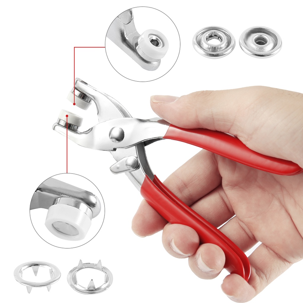 Duty Snap Button Plier Set with Metal and Plastic Snap Buttons Eyelet ...