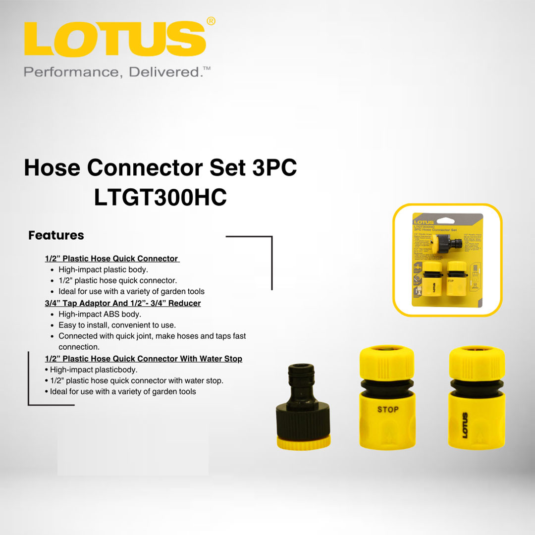 Lotus Hose Connector SET 3PC LTGT300HC - Watering Syste,s & Garden Hose ...