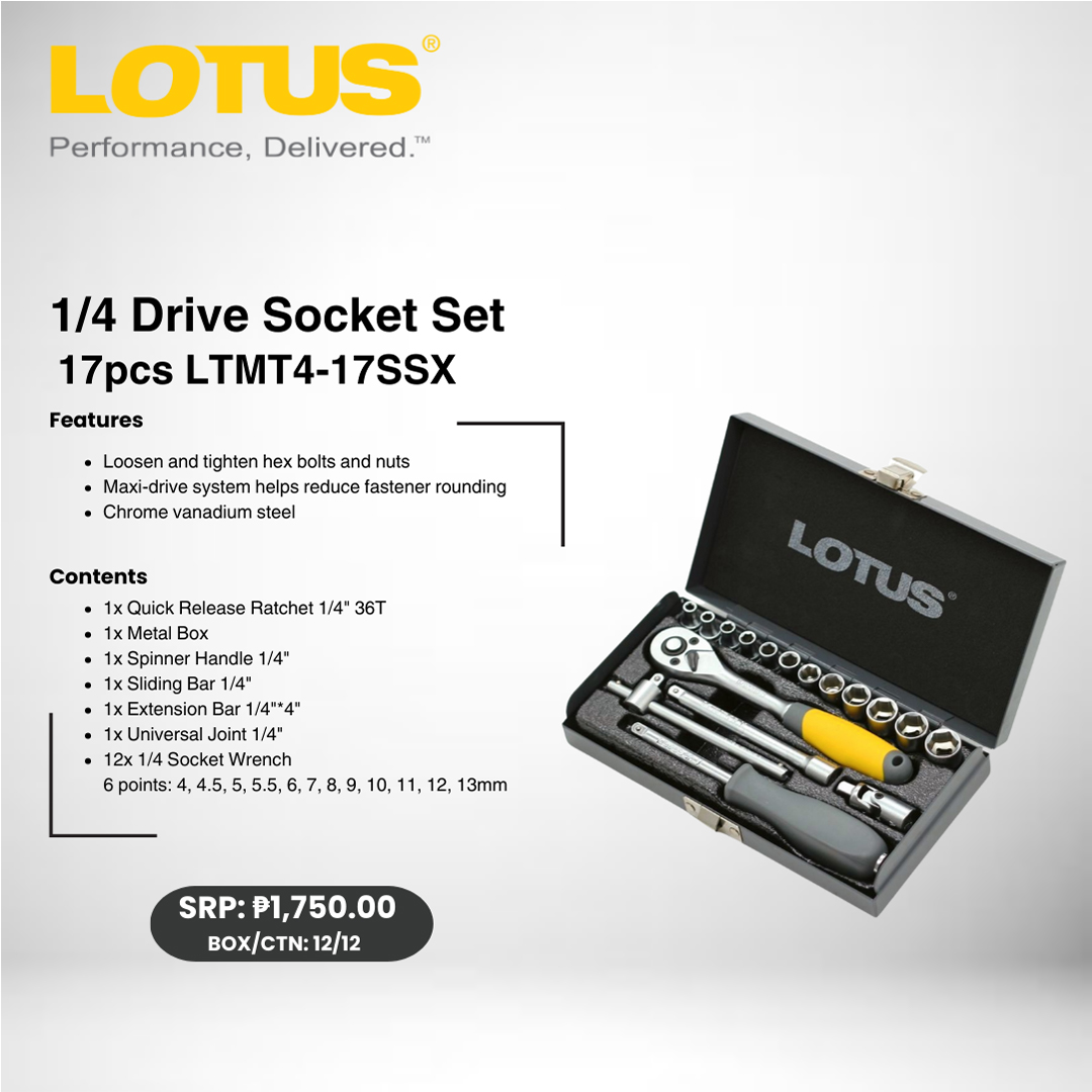 Lotus Socket Set 17PC 1/4D LTMT4-17SSX -Ratchets & Sockets | Shopee ...