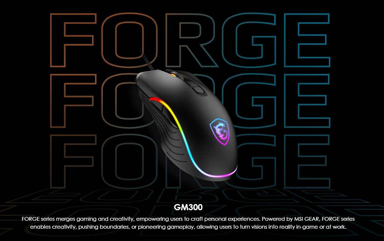 MSI Gaming Wired Mouse Forge GM300 Black RGB LED USB 2.0 Optical Mouse ...