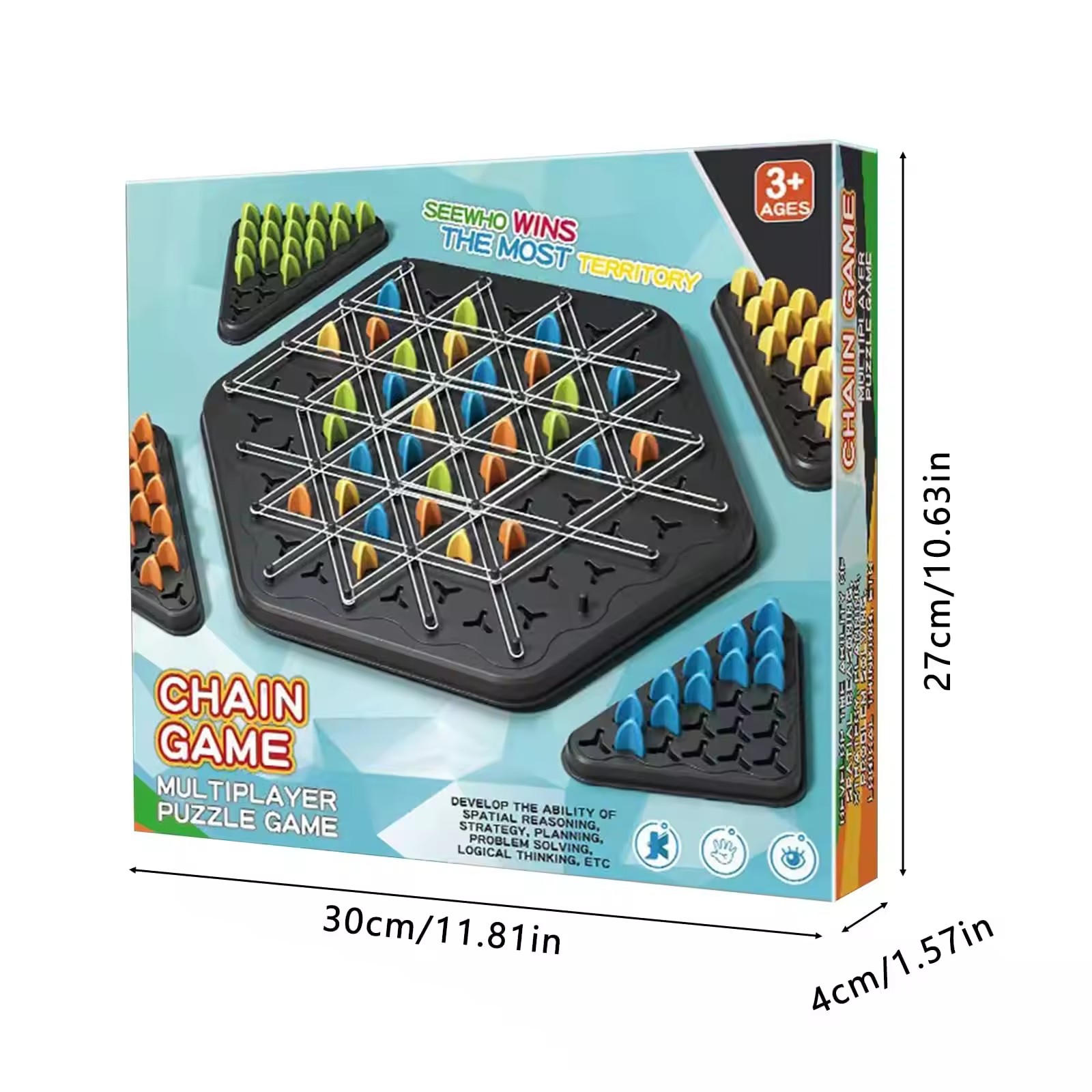 Classic Puzzle Board Game Chain Triangle Multiplayer Rubber Band Chess ...
