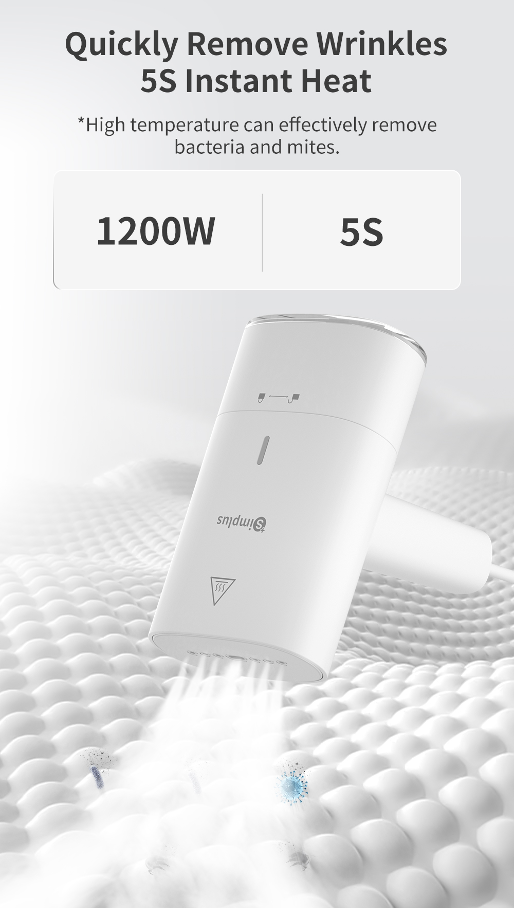 Simplus Steam Iron 1200W Strong Garment Steamer Portable Foldable for ...