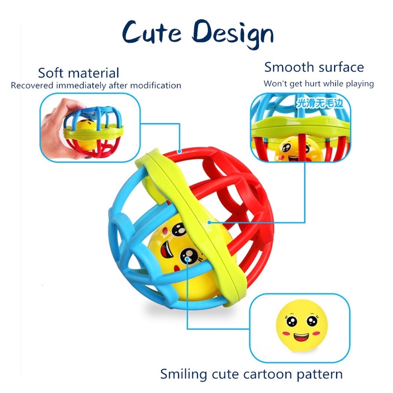 Baby Toy Rattles Bell Teether Educational Sound Soft Ball Hammer ...