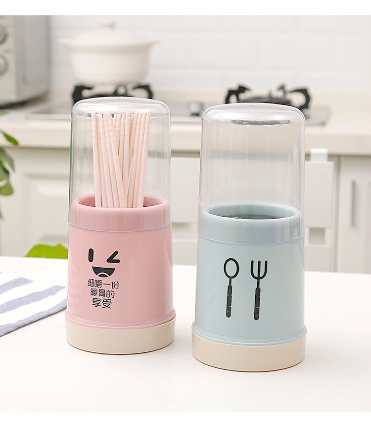 Dustproof Chopstick Holder with Cover Cylinder Detachable Flatware Rack ...