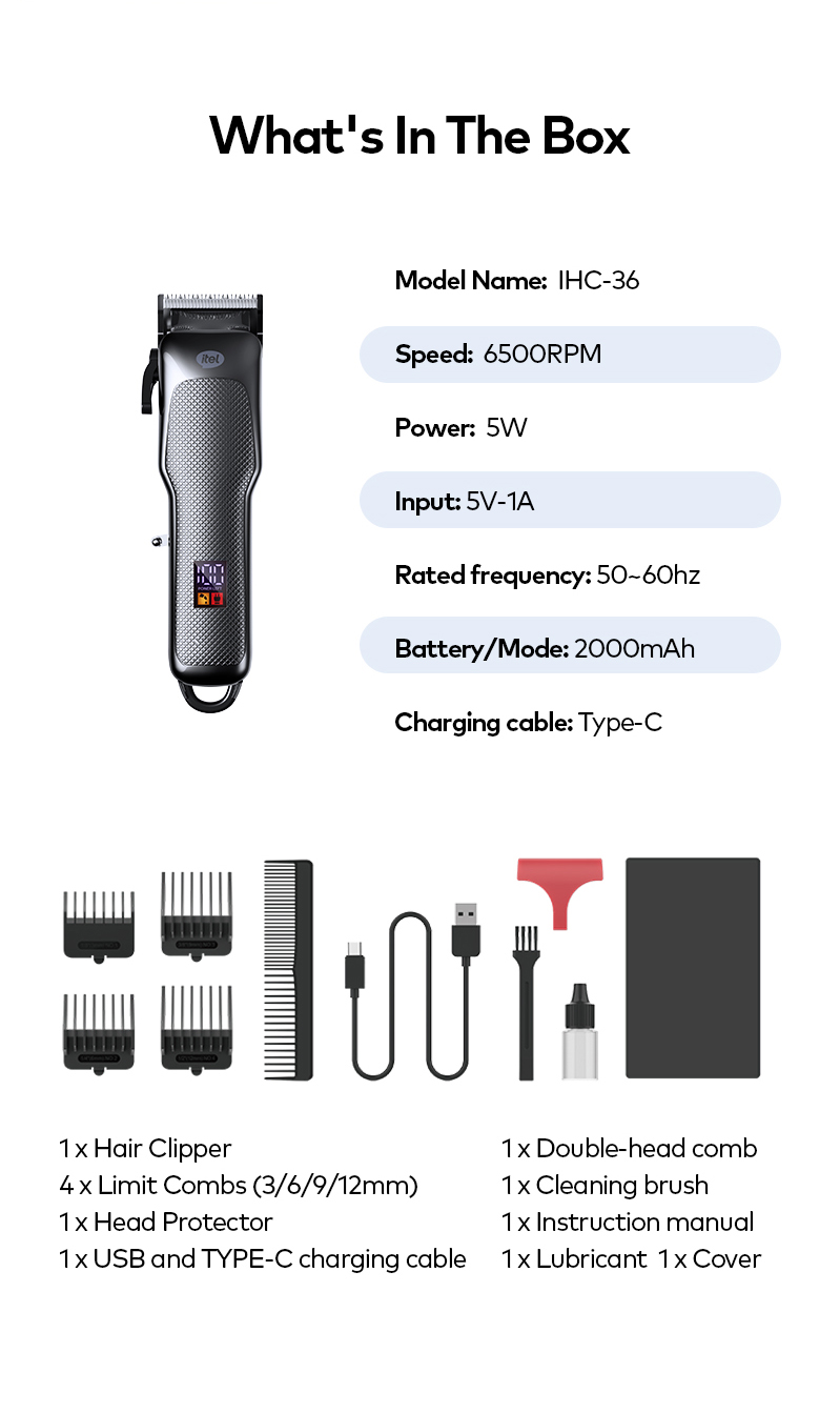 itel Multi-functional Hair Clipper Haircut Kit 6500RPM 2000Mah Type-C ...