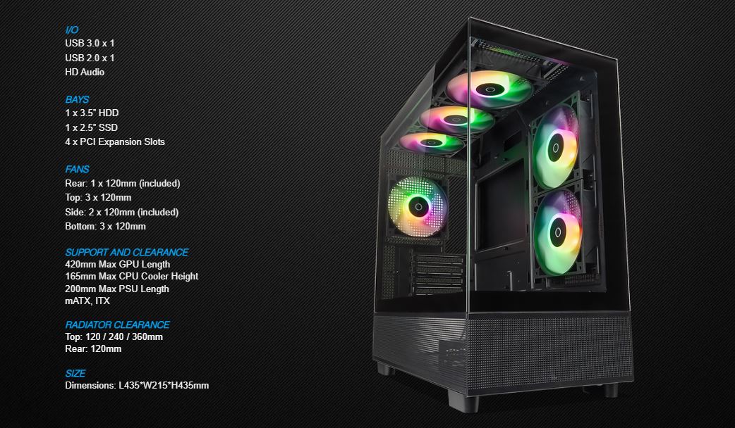 Tecware Infinity M (mATX) - 3x 120mm aRGB | RGB GAMING CHASIS | PC CASE ...