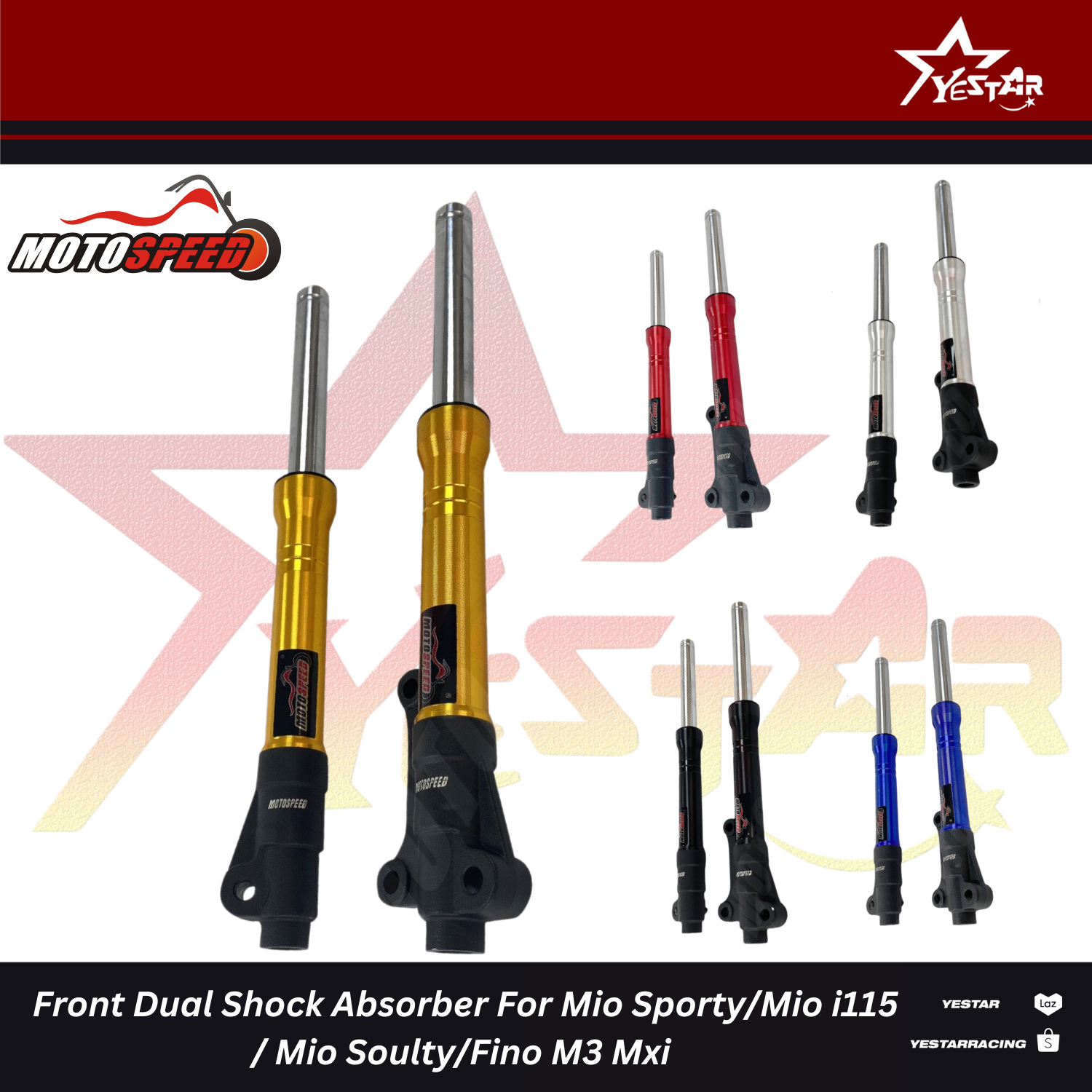 Yestar 1Pair Front Dual Shock For Mio Sporty/Mio i115/ Mio Soulty/Fino ...