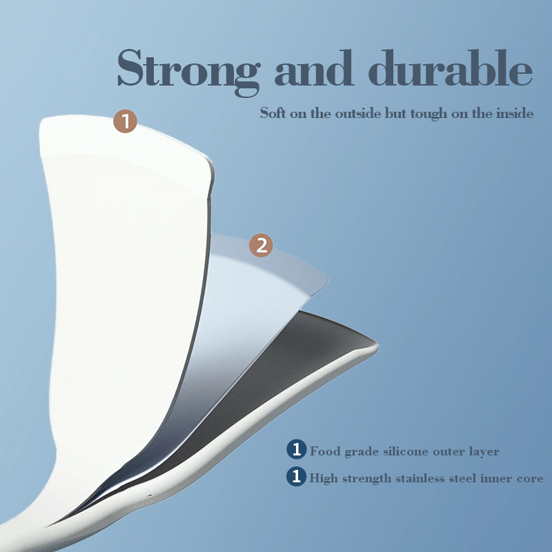 6/3PCS White Silicone Kitchenware Cooking Utensils Set Wooden Handle ...