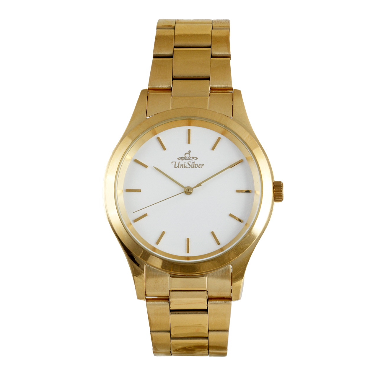 UniSilver TIME Men's Gold / White Analog Stainless steel watch KW4889 ...