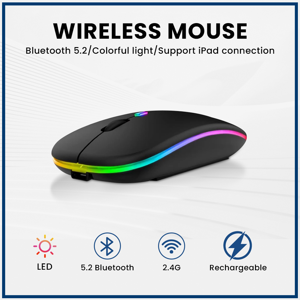 KACOOL LITE X1 RGB Dual Connection Rechargeable Wireless Mouse for ...