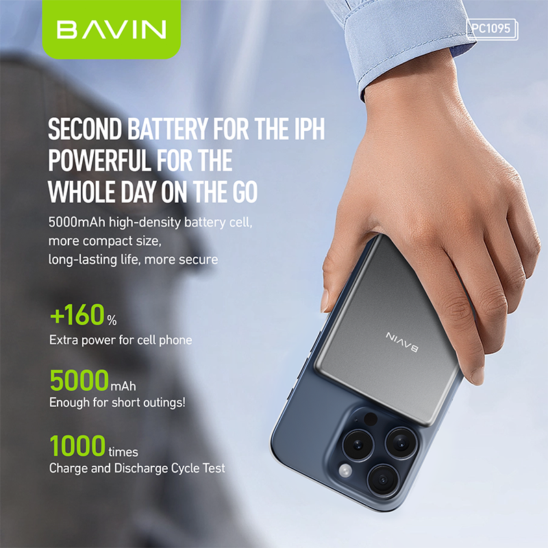 BAVIN PC1095 / PC1106 10000mAh 15W Ultra Thin Fast Charging Wireless Powerbank w/ Free Magnetic ...