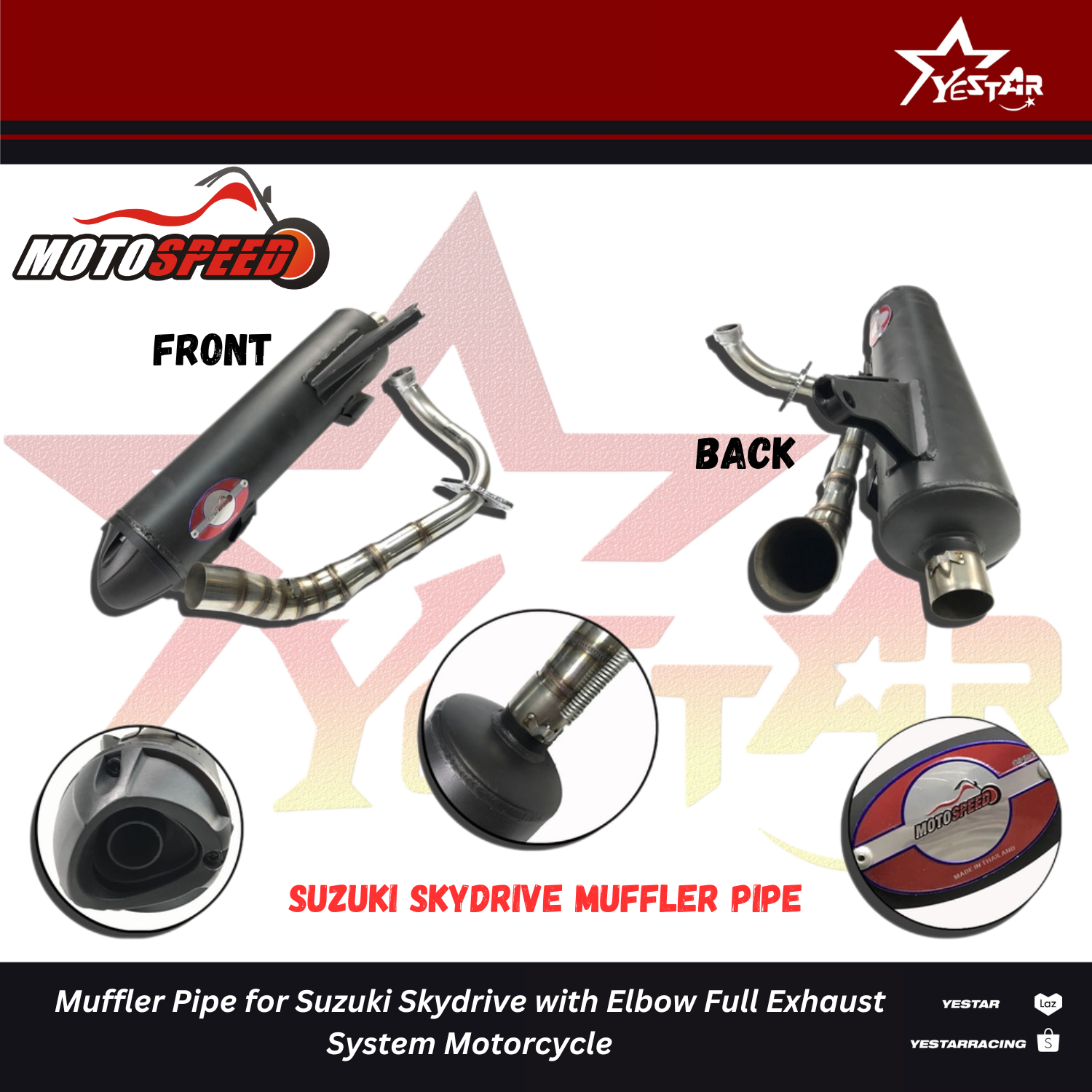 YESTAR PH Motospeed Muffler Pipe For Suzuki Skydrive Motorcycle Full ...