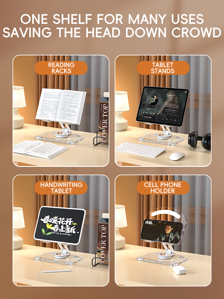 Foldable Non-Slip Tablet Stand Desktop Phone Stand Transparent Acrylic ...