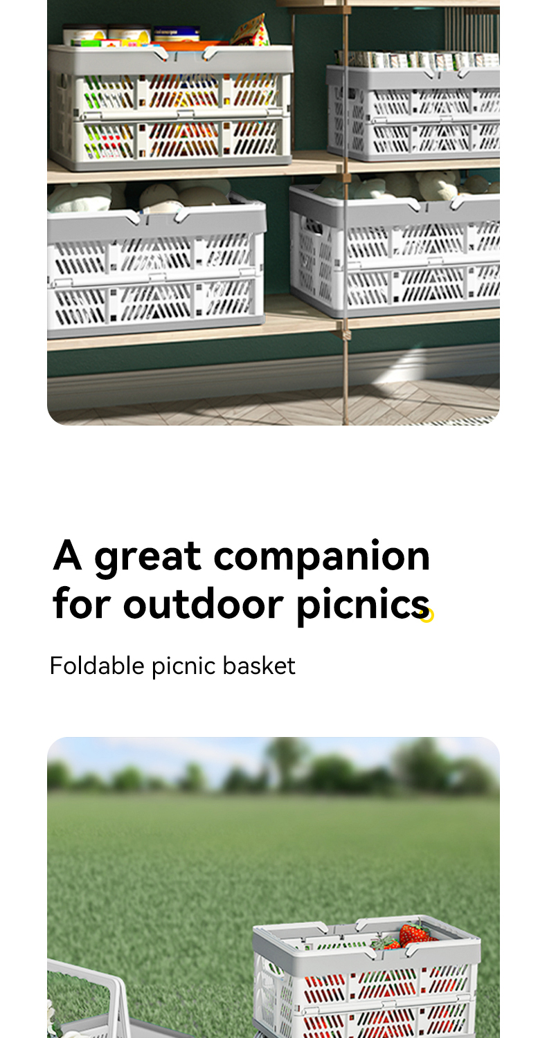 Vusign Large Storage Basket With Handle Folding Hollow Out Storage ...