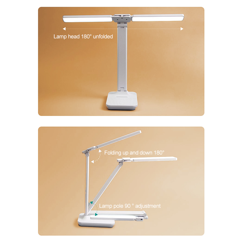 Gold Star Foldable Desk Lamp Dual Head LED Table Lamp Rechargeable ...