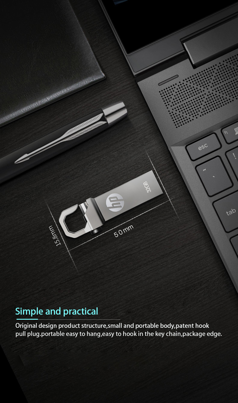 HP 32GB 64GB 128GB flash drive USB flash drive metal pen drive portable ...