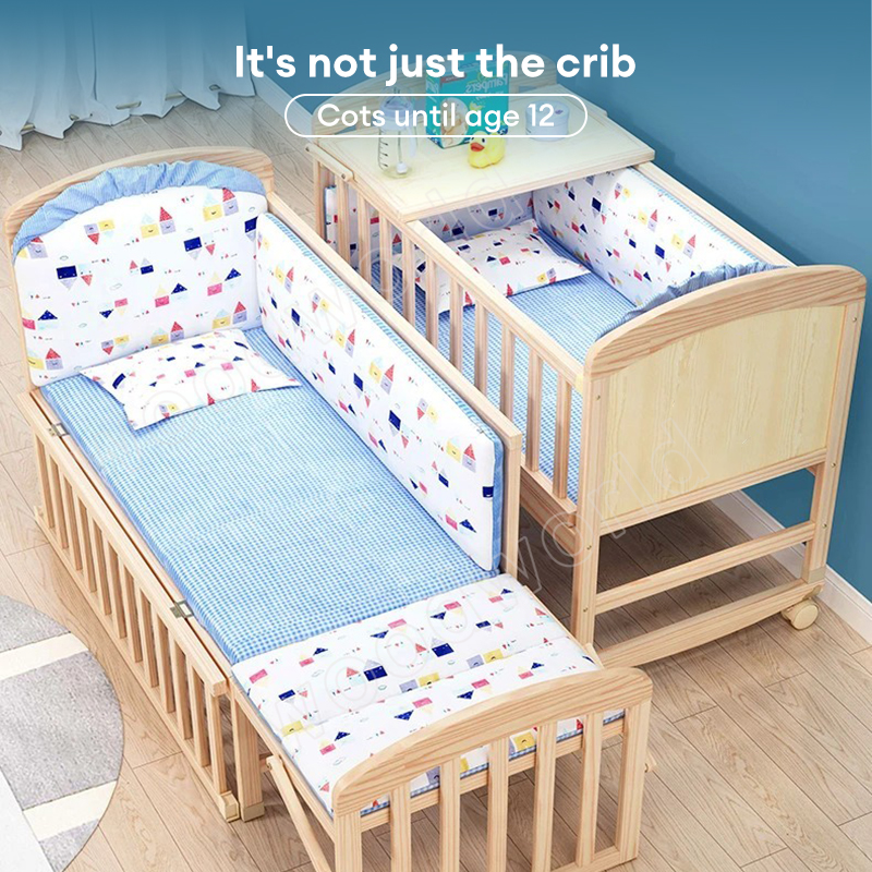 7in1 Baby Crib Solid Wood Crib For Baby Rocker Crib with Mosquito ...