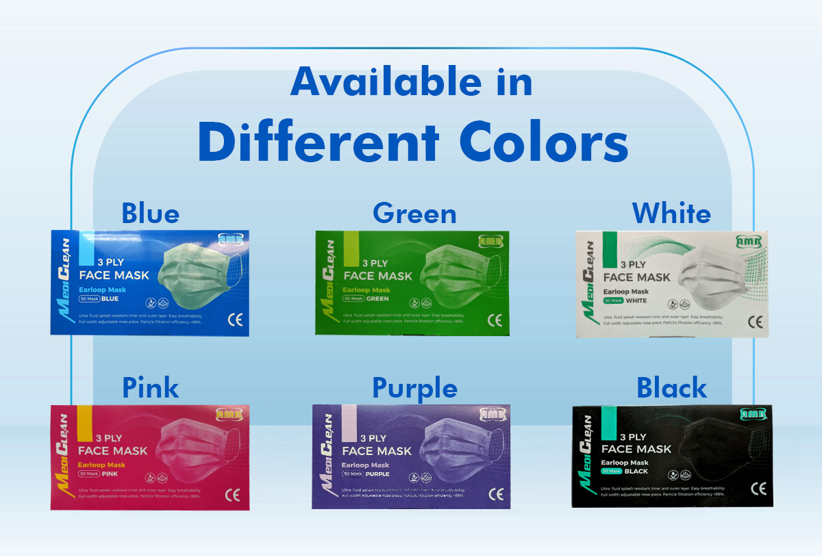 MediClean 3-Ply Disposable Face Mask Sold Per Box(50 pcs.) In Assorted ...