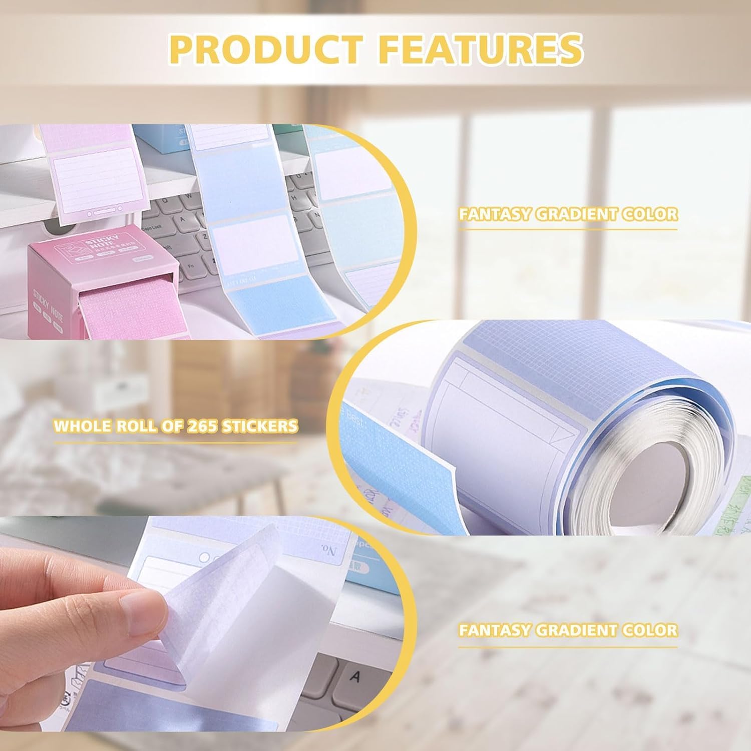 256PCS Sticky Notes Box Pull-out Self-Adhesive Index Labels Tabs Memo ...