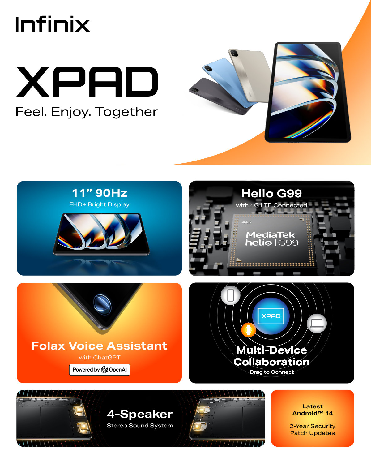 Infinix XPAD 4G LTE+ WiFi, 8+256, Helio G99, 11"FHD+ Bright Display, (1 ...