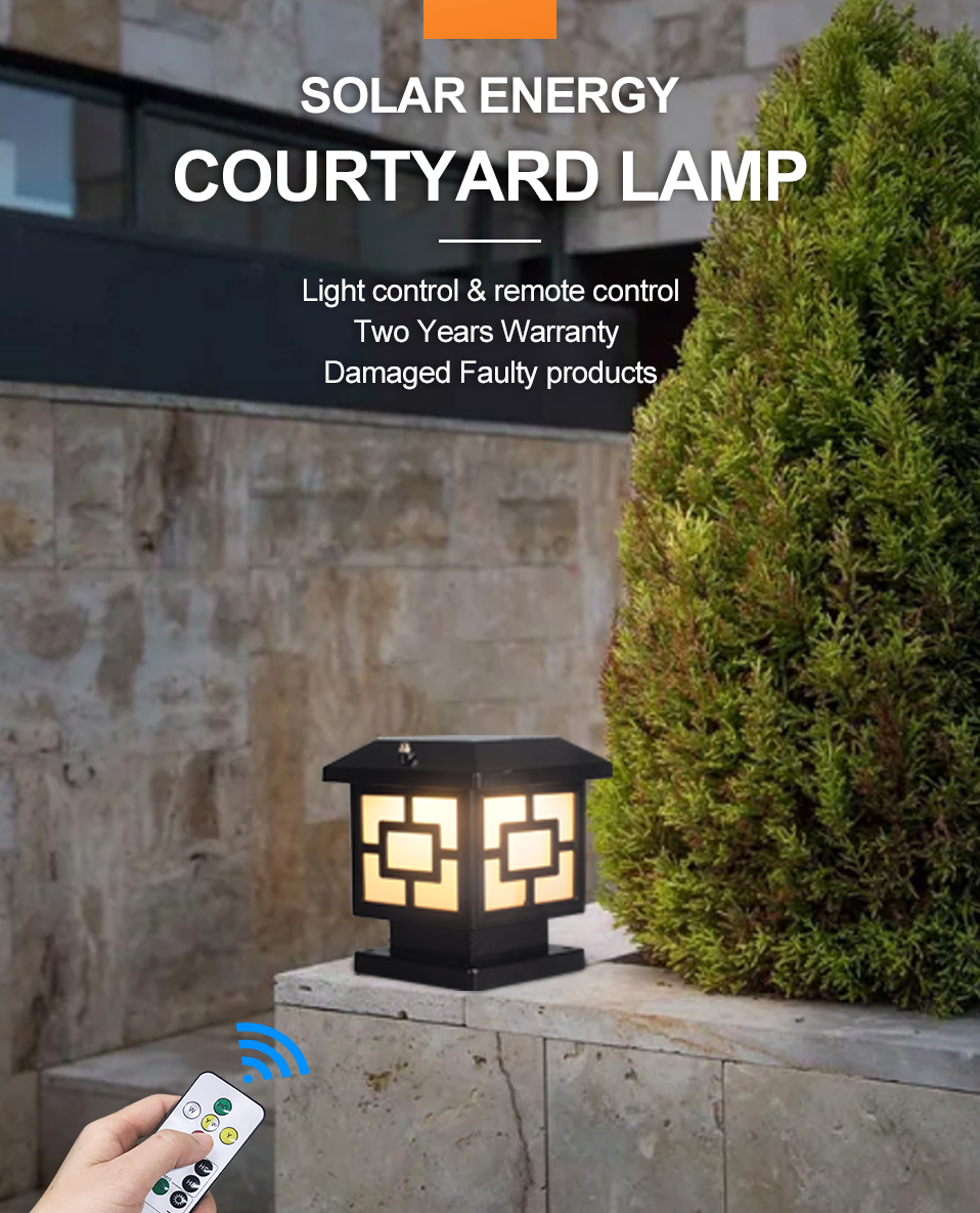 Solar Gate Pillar Light IP67 Solar post light LED 4 Tricolor Outdoor ...