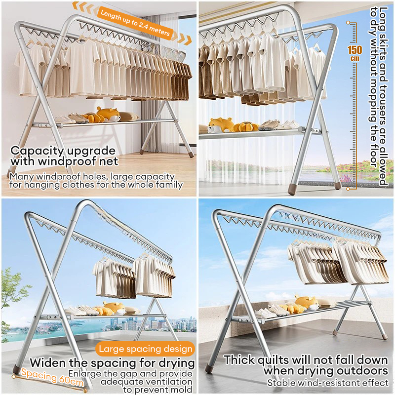 Sampayan Stainless Clothes Rack Heavy Duty Foldable Hanging Rack Outdoor Drying Rack Stainless ...