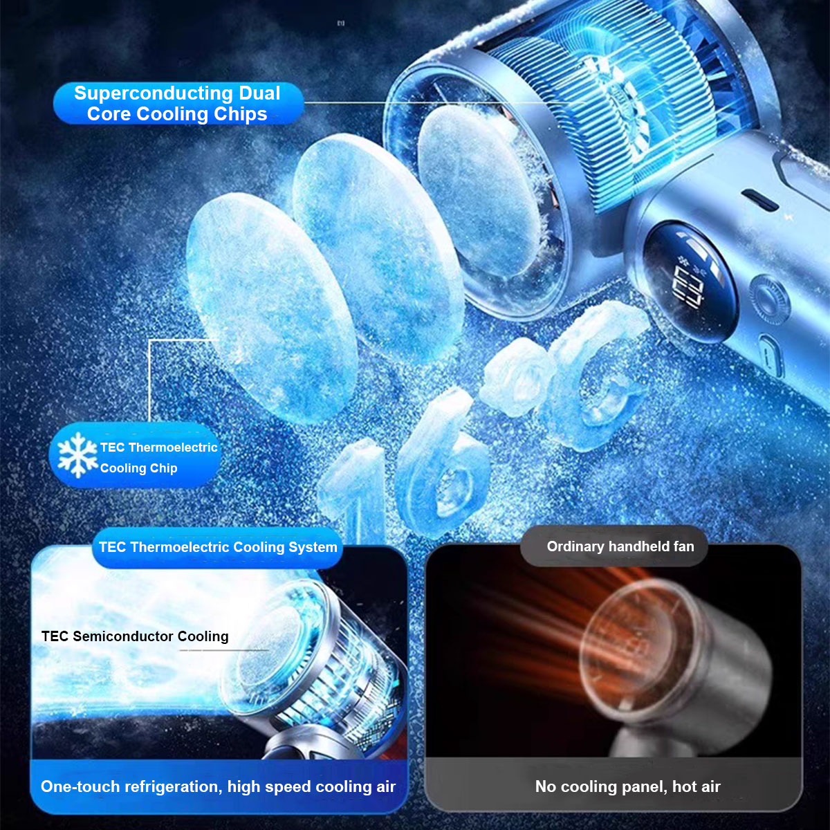 Jiditech Turbo Mini Fan Cooling Fan Rechargeable 4000mah Handheld Fan ...