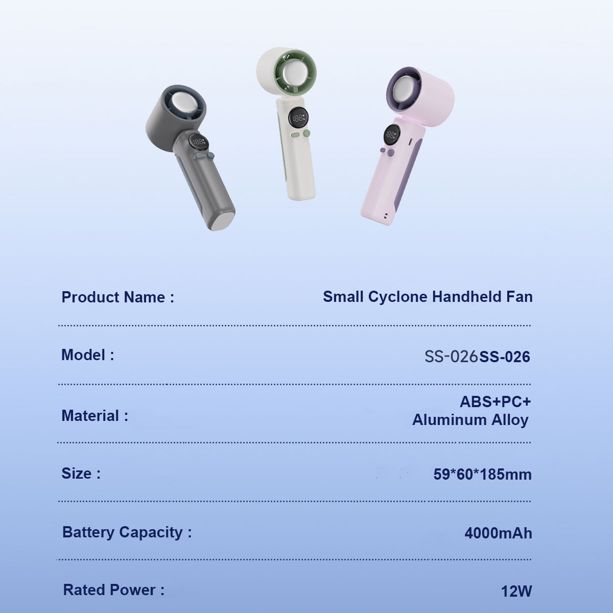 Jiditech Turbo Mini Fan Cooling Fan Rechargeable 4000mah Handheld Fan ...