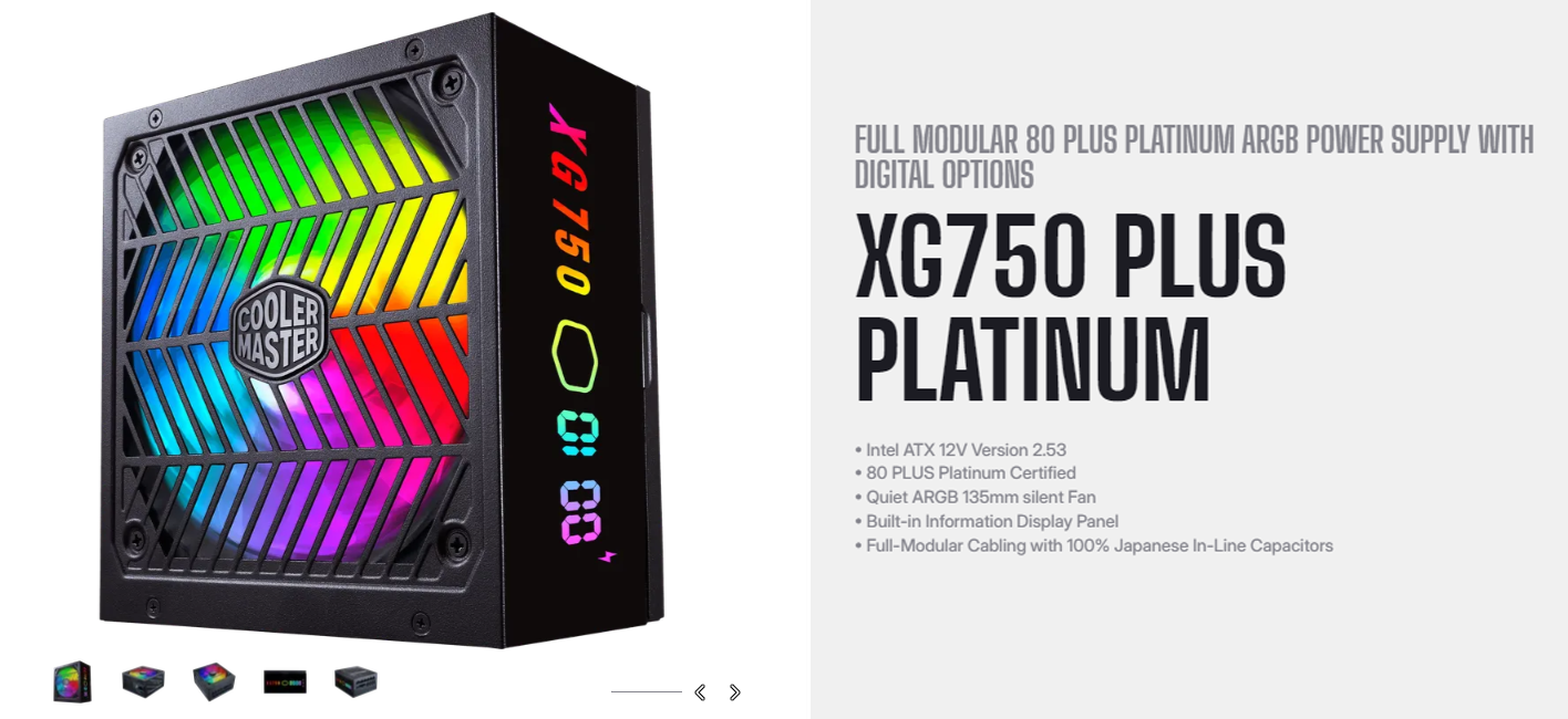 Cooler Master PSU 750 Watts Power Supply XG750 80+ Platinum Fully ...