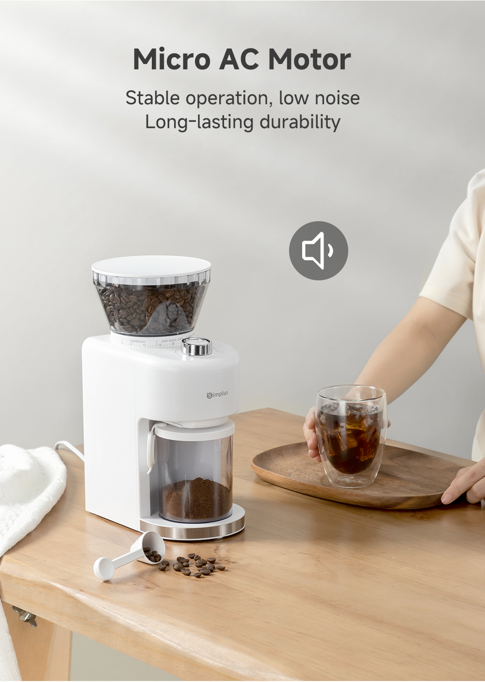 Simplus Electric Coffee Grinder Household Smart Grinder 35 Grind Settings | Shopee Philippines
