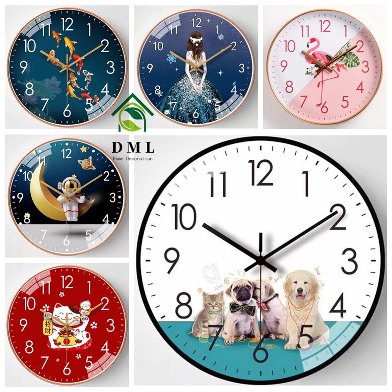 DML Unique Round Wall Clock Modern Design Home Decor Silent SETE ...