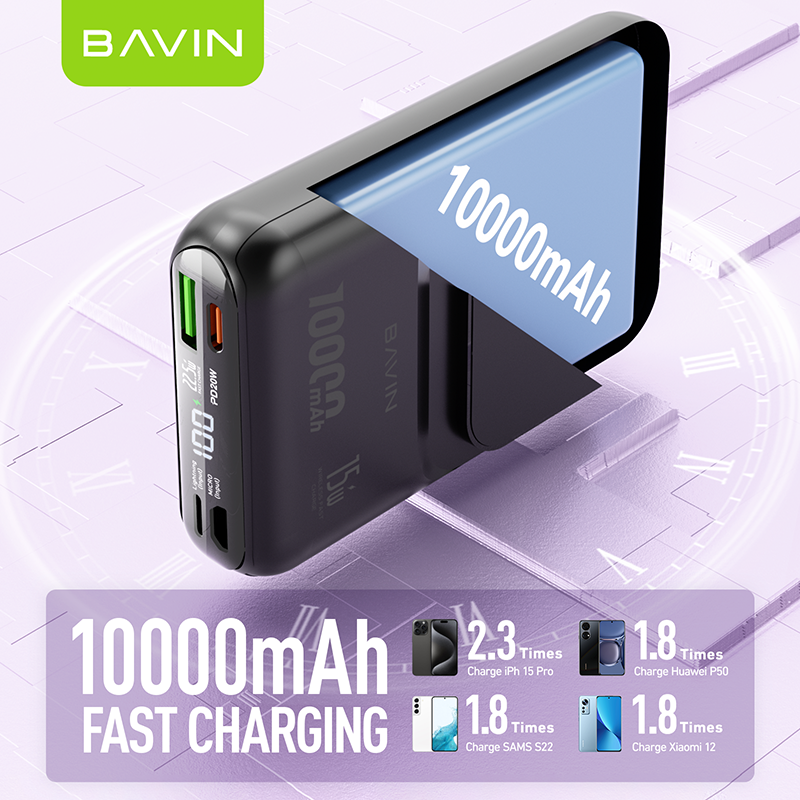 BAVIN PC1066 10000mAh 22.5W Portable Powerbank Fast Charging w/ Built ...