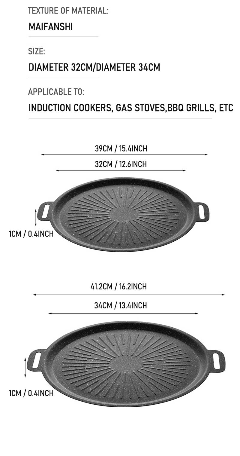 KANAZAWA BBQ Griddle Grill Pan 32/34CM Suitable For Induction Cooker ...