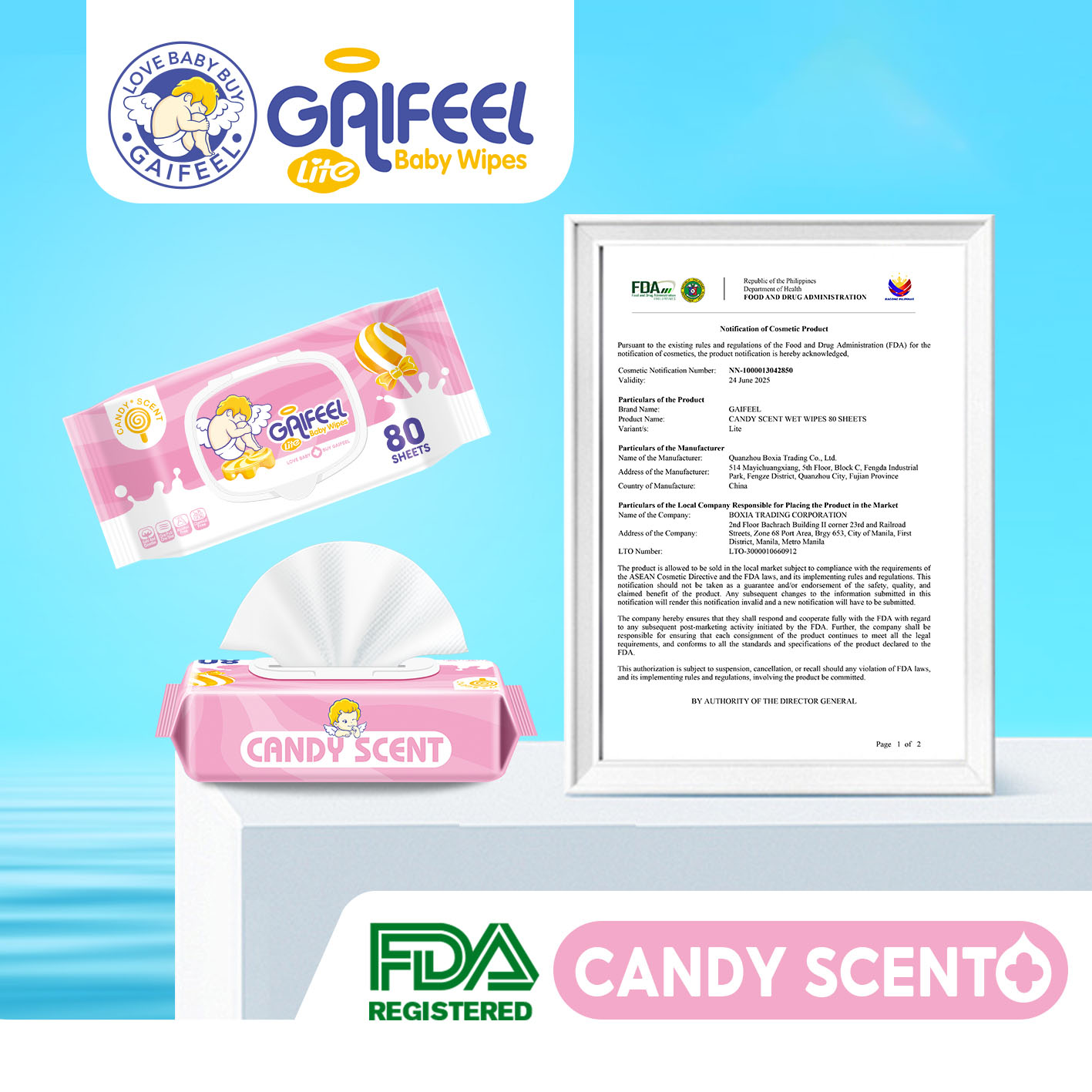 GAIFEEL LITE CANDY Scent 84 SHEETS Wet Wipes for Baby 5 Packs | Shopee ...