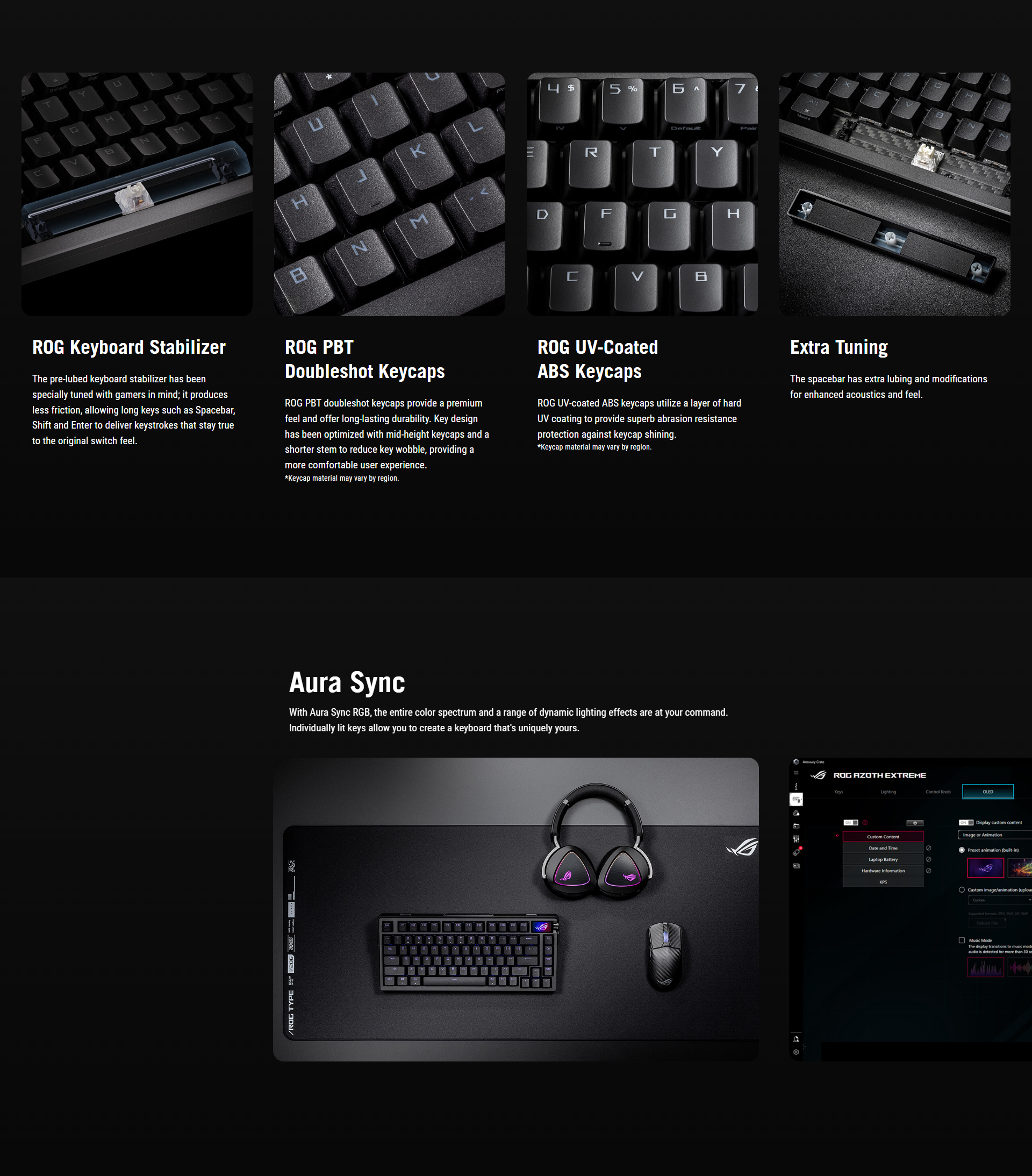 Asus ROG Azoth Extreme M702 NX Aura Sync Tri-Mode Connection Mechanical Wireless Gaming Keyboard ...