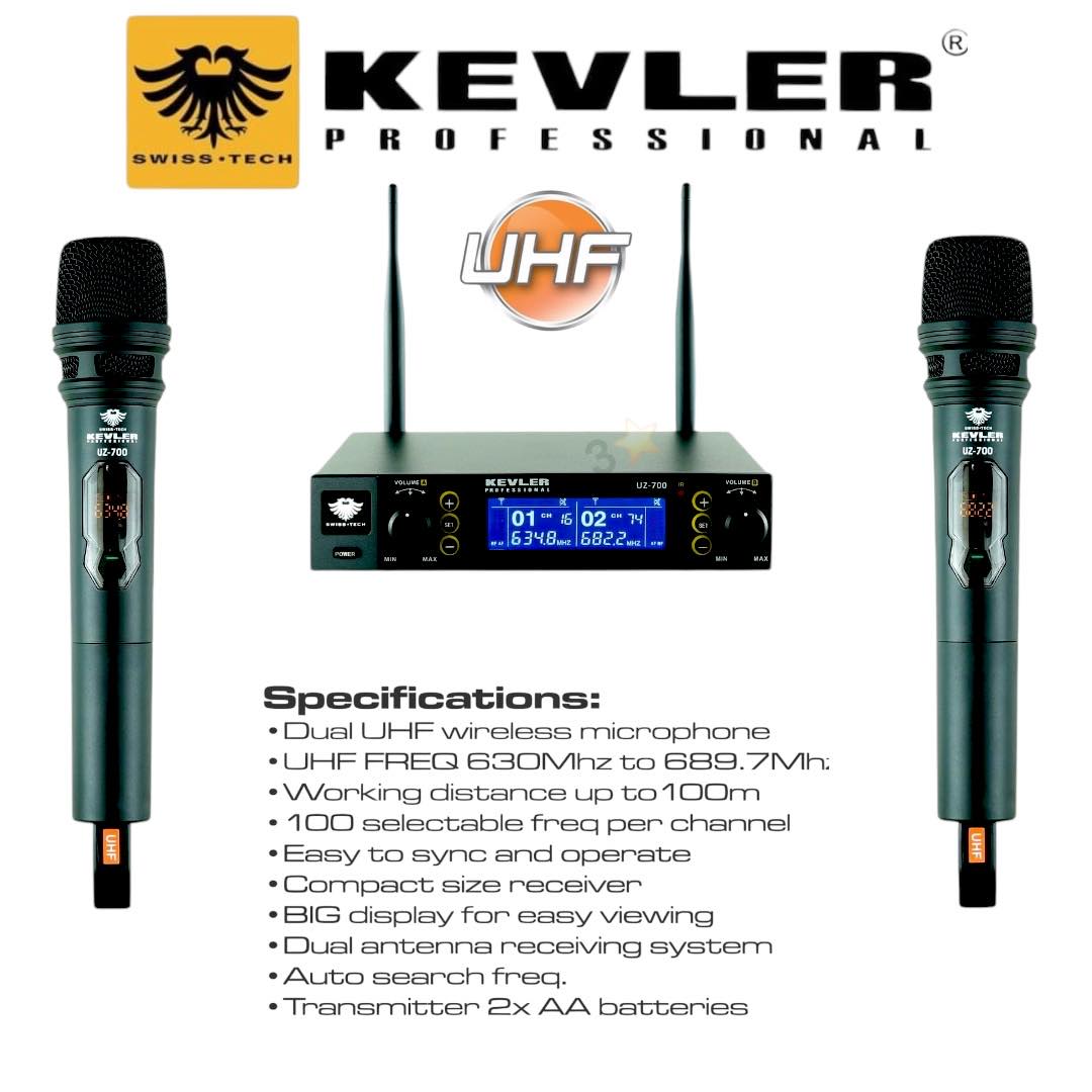Kevler UZ-700 dual UHF wireless microphone system mic | Shopee Philippines