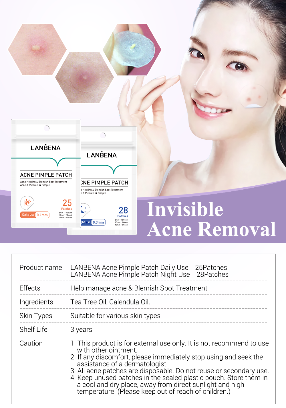 Lanbena Invisible Pimple Patch Salicylic Acne Patches Hydrocolloid ...