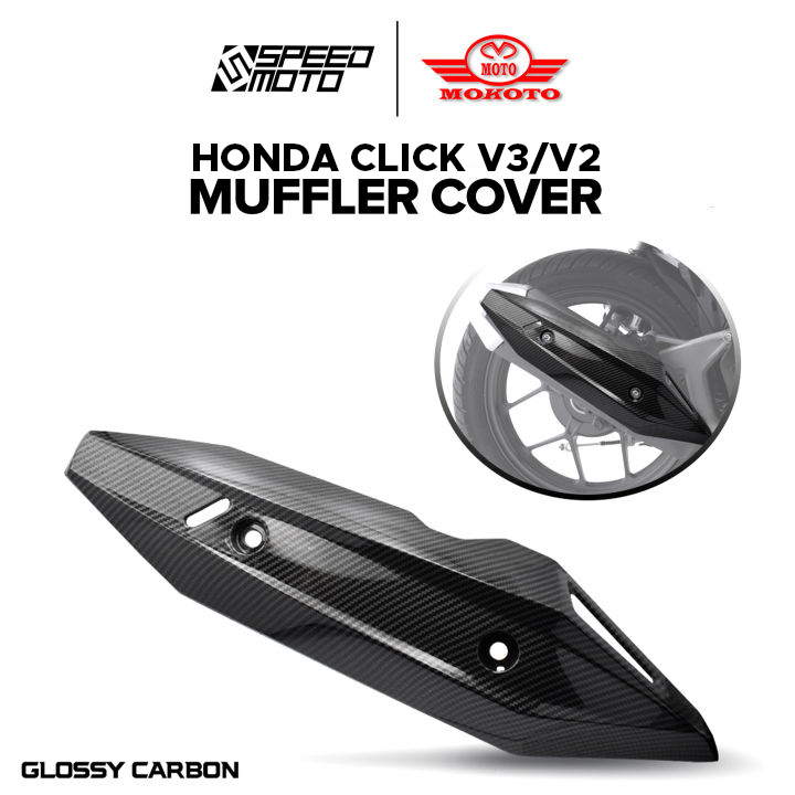 MOKOTO HONDA CLICK V2 V3 V4 MUFFLER COVER GLOSSY / MATTE FINISH EXHAUST ...