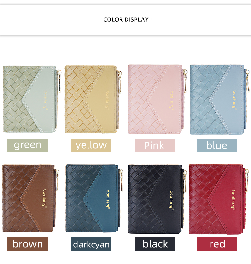 Baellerry Fashion Woven Card Holder Leather Money Clip Purse Wallets ...