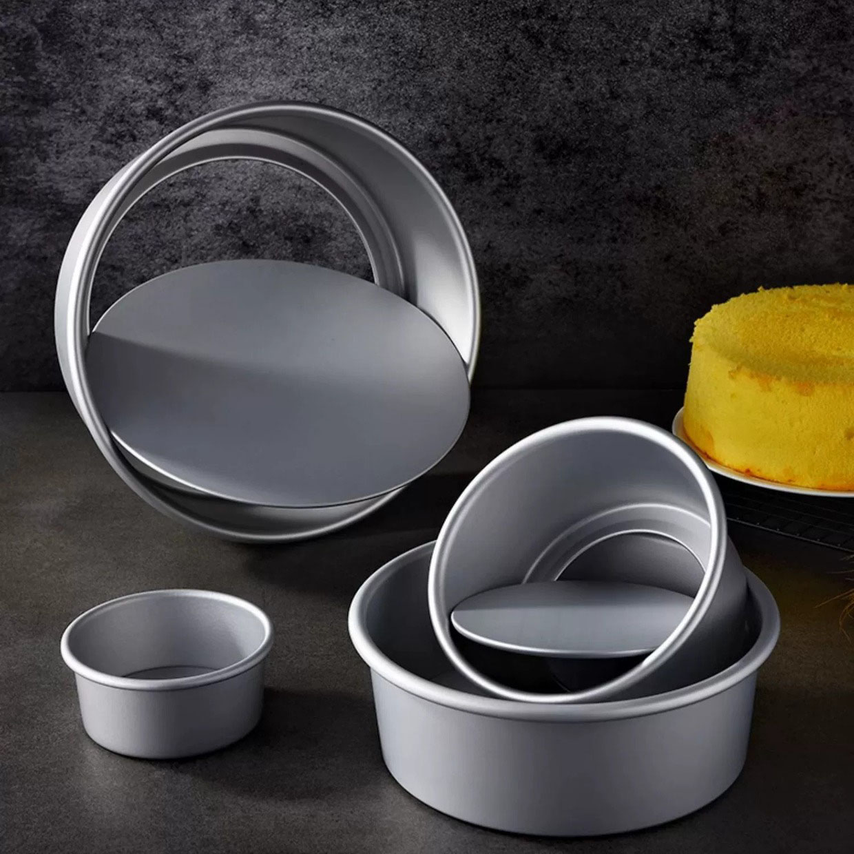 Cake Mold Round Anode Baking Pan Removable Bottom Nonstick Aluminum ...