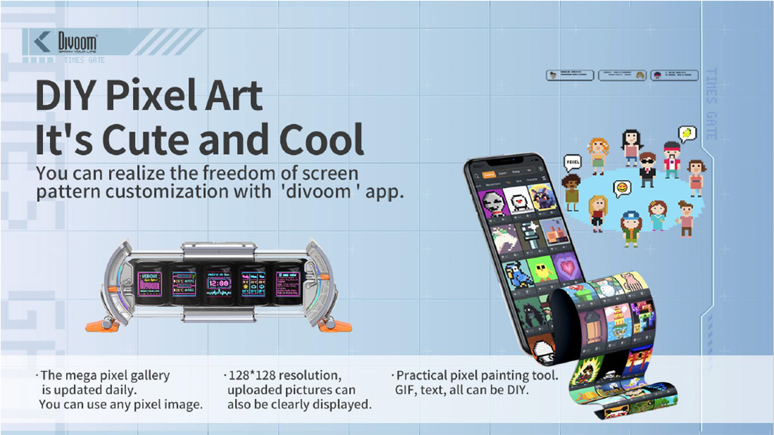 Divoom Times Gate Gray Pixel Art Display | Shopee Philippines