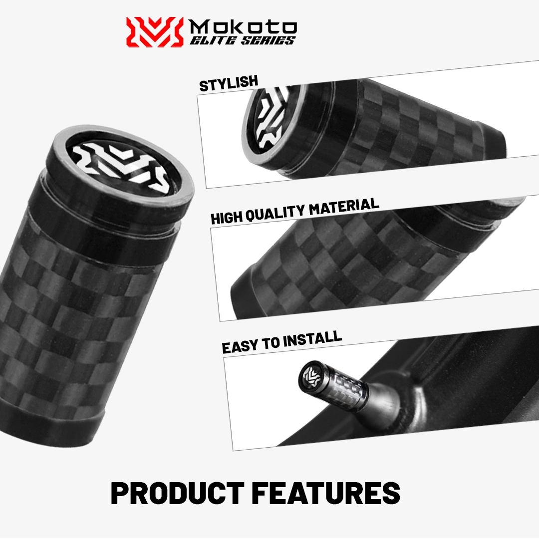 MOKOTO ELITE SERIES TIRE VALVE PITO CAP CARBON FIBER UNIVERSAL FOR ...